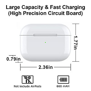 Rantuns Wireless Charging Case Compatible with AirPods Pro, for Airpods Pro Charger Replacement Cases, with Bluetooth Pairing Sync Button, 660 mAh Built-in Battery, Earbuds Not Included, White