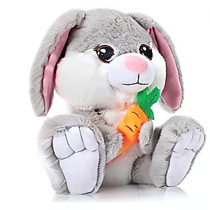 Chalyna 8 Inch Easter Plush Bunny Rabbit Stuffed Animal Gray Floppy Ear Sitting Bunny Huggable and Washable Bunny Plush Toy Gift for Kids Girls Boys Birthday Easter Stuffers Birthday Party Supplies