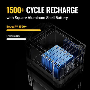 BougeRV 1100WH Power Station with 9BB 200W Solar Panel, American Monocrystalline Solar Panel for Charging Solar Generator with 200W Input and 3x110V/1200W AC Outlets, Battery Backup for Camping, Emergency, Refrigerator, CPAP