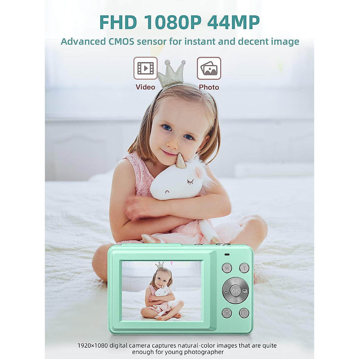 Digital Camera, FHD 1080P, Digital Point and Shoot, 44MP for Vlogging with Anti Shake 16X Zoom, Compact, Small for Kids Boys Girls Teens Students Seniors
