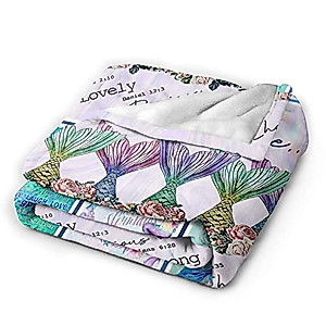 Mermaid Blanket for Girls Colourful Mermaid Throw Blanket Soft Cozy Warm Fuzzy Fleece Mermaid Bedroom Decor Blanket Gifts for Women Adults Couch Sofa Bedding 50"X40"