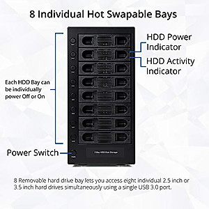 Syba 8 Bay Tool Less Tray Hot Swappabe 2.5" 3.5" SATA Non Raid External USB 3.0 Enclosure SY-ENC50119