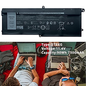 EFOHANA DT9XG 90Wh 6-Cell Laptop Battery Replacement for Dell Alienware Area-51m R1 R2 ALWA51M-D1968W D1969PW D1766W D1733B D1746WD1748DW D1735DB D1733PB Series 07PWKV 0KJYFY 11.4V