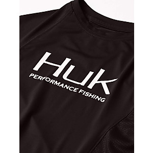 HUK Kids' Pursuit Long Sleeve Sun Protecting Fishing Shirt, Black, Small