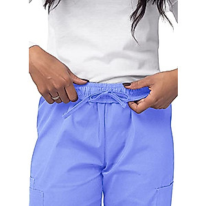 Sivvan Scrubs for Women - Mock Wrap & Cargo Pants Scrub Set - S8401 - Ceil Blue - XL