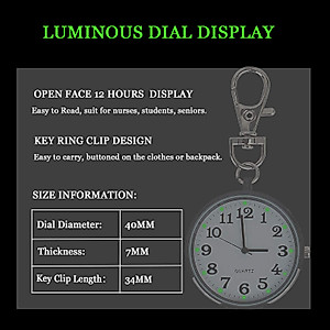 FUNGORGT Men's Pocket Watches Black Ultra Thin Quartz Small Open Face Pocket Watch with Key Buckle Clip on Pocket Watch