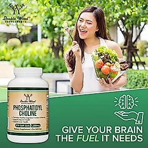Phosphatidylcholine 1,200mg – 210 Softgels – Enhanced Version of Sunflower and Soy Lecithin (Choline Supplements) - Non-GMO and Gluten Free to Support Brain Health by Double Wood