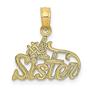 IceCarats 14K Yellow Gold Best Sister Necklace Charm Pendant 17mm x 15mm Only