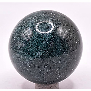 45mm 155g Dark Green Jade Nephrite Sphere Polished Natural Gemstone Crystal Mineral Collectible Ball - India + Stand