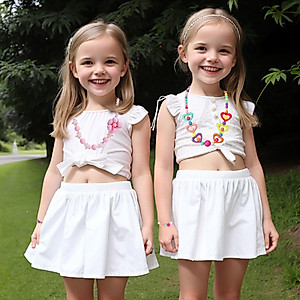 PinkSheep Kids Classic Jewelry, 6 Sets of Beaded Necklaces and Bracelets for Girls, Favors Bags for Girls Jewelry (Classic)