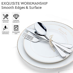 AIZOEVCN 48-Piece Flatware Set with Steak Knives, Service for 8, Stainless Steel Silverware Cutlery Set for Home and Restaurant, Modern Design, Mirror Polished Finish