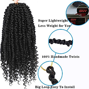 Passion Twist Crochet Hair,12 Inch 9 Packs Pretwisted Passion Twist Hair, Soft Pre Looped And Pre twist Crochet Hair For Women，Short Black Curly Crochet Braids(12",1B#)