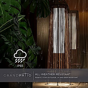 Grand patio Outdoor Floor Solar Light 2-Pack, All-Weather Wicker Solar Patio Lamp Waterproof Outside Solar Deck Lamp for Porch, Yard, Garden, Lawn Decorations - Dark Brown, Gordes 2 PCS
