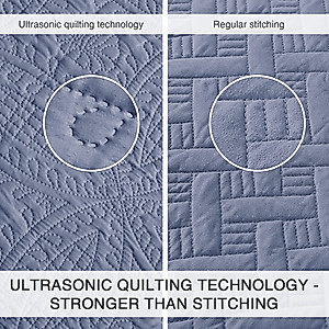 Love's cabin Quilts for Queen Bed Blue Bedspreads - Soft Bed Summer Quilt Lightweight Microfiber Bedspread- Modern Style Coin Pattern Coverlet for All Season - 3 Piece (1 Quilt, 2 Pillow Shams)