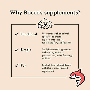 Bocce's Bakery Skin & Coat Supplement for Dogs, Daily Chews Made in The USA with Vitamin E & Essential Fatty Acids, Supports Healthy Skin & Coat, Salmon, 60 ct, Red (DG-SP-SKIN60)
