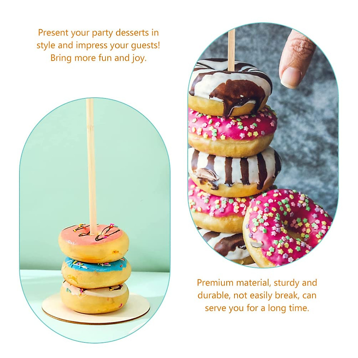 ULTECHNOVO 10pcs Donut Display Stand Kids Snacks Clear Stand Macaron Stand Snacks for Donut Holder Donut Board Display Shelves Doughnut Display Holder Wedding Shelf Baby Wooden