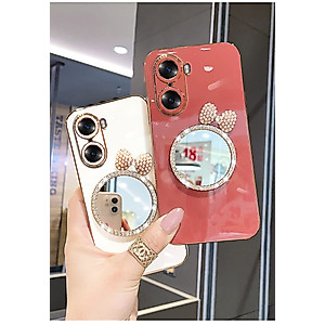 OnePlus Nord N20 5G Luxury Case, Glitter Soft TPU Bumper, Diamond Mirror Butterfly Design, Shockproof, Camera Protection - Pink