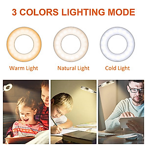 Clip on Light Reading Lights , 48 LED USB Desk Lamp with 3 Color Modes 10 Brightness, Eye Protection Book Clamp Light , 360 ° Flexible Gooseneck Clamp Lamp for Desk Headboard and Video Conferencing