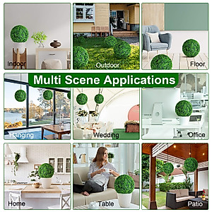 VegasDoggy 2 PCS 15.7 Inch Artificial Boxwood Balls Topiary - UV Protected 4 Layers Faux Plants Decorative Balls for Indoor, Outdoor, Garden, Wedding, Balcony, Backyard and Home Decor