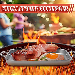 BTCDR Grill Pan for Outdoor Grill - 11”x15'' Grill Pan BBQ Grill Topper With Handles Grill Trays For Grilling Barbecue Tray