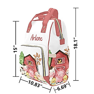 Yeshop Farm Animal Cute Personalized Diaper Bag Backpack Tote with Name Custom Travel Nappy Mommy Bag Backpack for Baby Girl Boy Gift 10 83inch 6 69inch 15inch