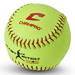 Champro Game ASA Fast Pitch .47 COR, 375 Compression, Poly Synthetic Cover, Red Stiches (Optic Yellow, 11-Inch), PACK OF 12