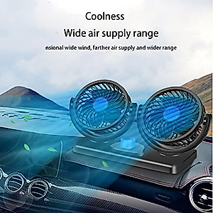 Car Fan, Electric Car Fans for Rear Seat Passenger Portable Car Seat Fan Headrest 360 Degree Rotatable Backseat Car Fan (24V Cigarette Lighter)