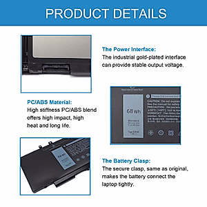 Uziyockn 68Wh GJKNX Battery for Dell Latitude 5280 5480 5490 5290 5580 5288 5488 5491 5495 5590 5591 E5480 E5580 E5590 E5490 Precision 15 3520 3530 GD1JP DY9NT 0DY9NT 5YHR4 451-BBZG 7.6V 4-Cell