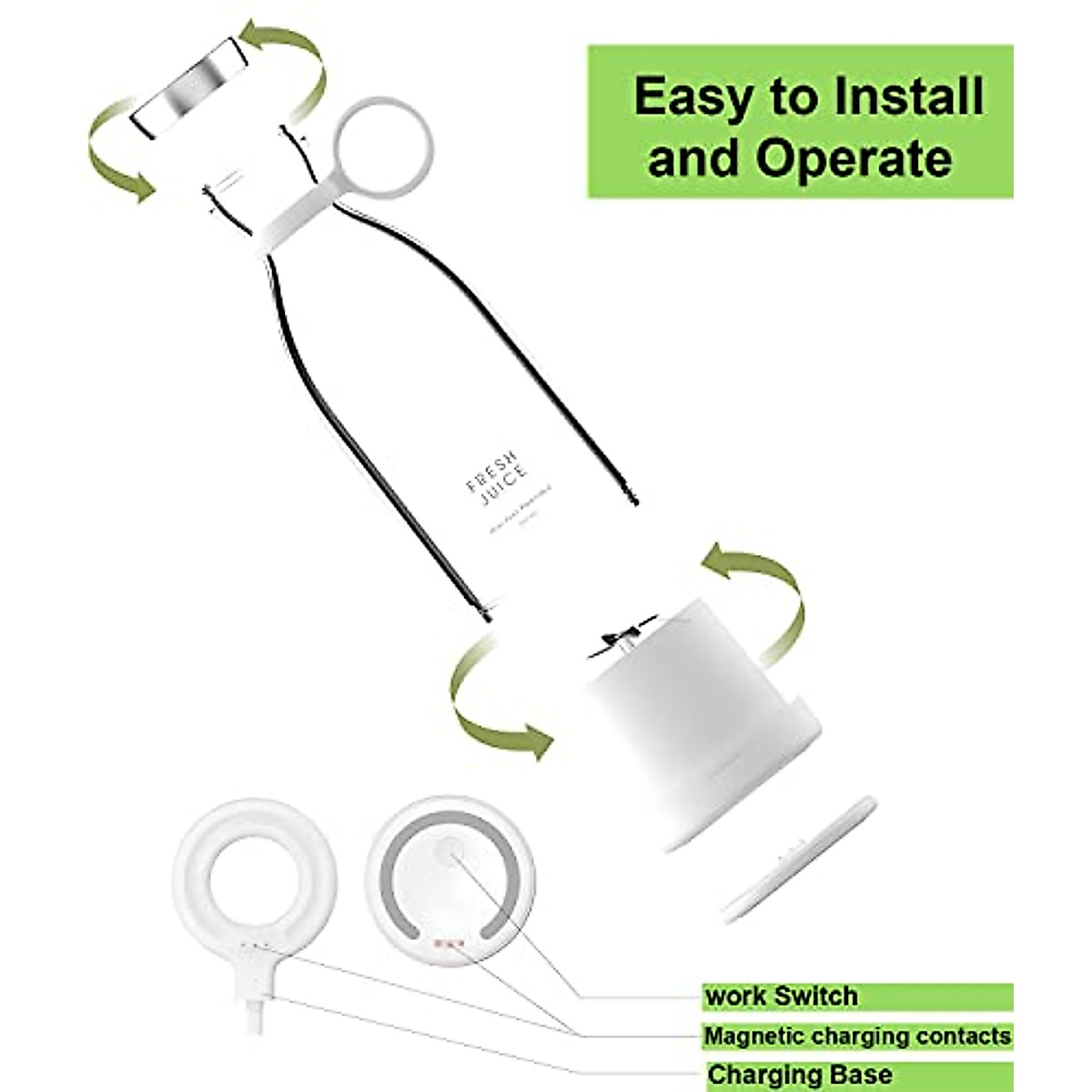 Personal Size Blenders, Portable Blender, USB Blender, Smoothie Mini Blender, 350ml Fresh Juice Blender for Home, Travel, Office, Gym (Pink)