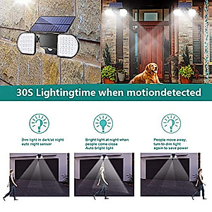 Bebrant Solar Lights Outdoor, 56 LED Motion Sensor Security Lights IP65 Waterproof Solar Flood Lights 360° Adjustable Double-Head Spotlights for Front Door Garden Yard Patio (2 Pack)…