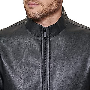 Dockers Men's The Dylan Faux Leather Racer Jacket, black, X-Large
