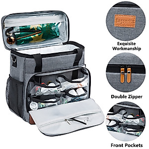 BAGSPRITE Coffee Maker Travel Bag Compatible with Keurig K-Mini or K-Mini Plus, Single Serve Coffee Brewer Carrying Case with Multiple Pockets for K-Cup Pods, Storage Bag With Shoulder Strap Grey