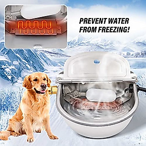 ZHEQOGZH Automatic Heated Water Bowl Trough Dish Outdoor Heated Pet Dog Bowl Stainless Steel Livestock Waterer with Float Valve Brass Connector and Drain Plug for Outdoor Pets in Winter