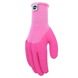 Miracle-Gro MG30852/WML Crinkle Latex Gloves – Medium-Large, 3/4 Latex Dipped Nylon Knit Shell Gloves with Textured Crinkle Grip