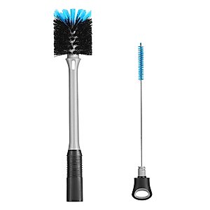 2-in-1 Bottle Brush with Straw Brush, Long Handle Water Bottle Scrubbing Brush, Built for Cleaning Sport Bottles, Baby Bottles, Water Bottles, Coffee Mugs, Tumblers, Wine Decanters, Flask, 1 Pack
