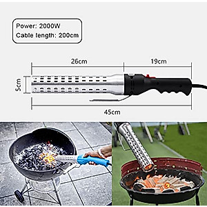 Charcoal Lighter, Portable Electric Charcoal Starter, Fire Starter for BBQ Grill Campfires Wood Stove Fireplace Pizza Oven, Push Button Switch, No Need to Press the Switch for a Long Time(Color:Black)