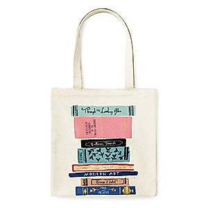 Kate Spade New York Canvas Book Tote with Interior Pocket, Stack of Classics