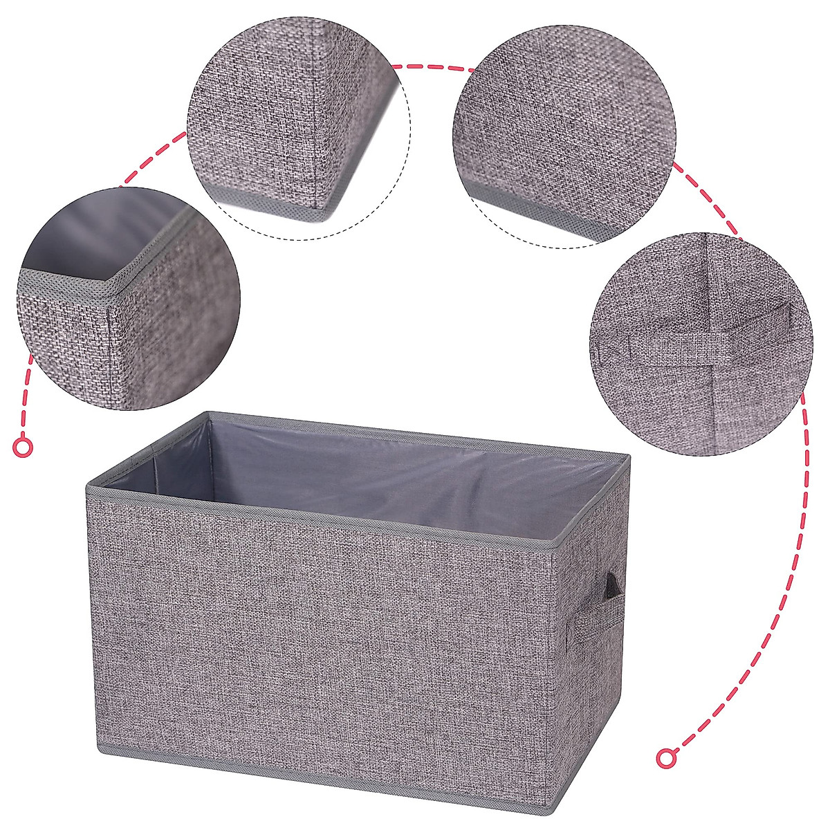 TENABORT 5 Pack Large Foldable Closet Storage Bins with Handle, Fabric Storage Organizer Cube Colth Containers Linen Box Shelf Baskets for Clothes Clothing Shelves Wardrobe Home Office