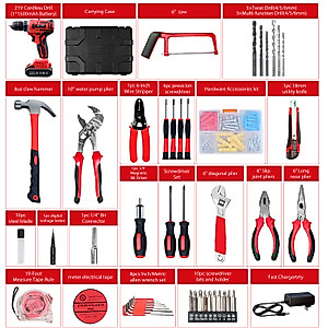 jar-owl Powerful Brushless Motor 21V Cordless Drill Set, 319 in-lb Torque, 0-1350RMP Variable Speed, 10MM 3/8'' Keyless Chuck, 25+1 Clutch, 1.5Ah Li-Ion Battery & Charger for Home Tool Kit