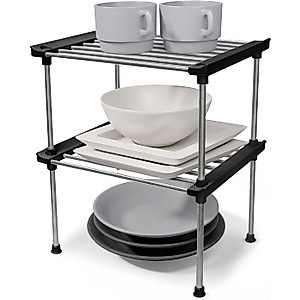 Carrotez Stackable Pantry Cabinet Organizer Set of 2, Pantry Organization and Storage, Cabinet organizers and Storage, Pantry Storage Shelf Organizer, Kitchen Cabinet Organizer, Black 9.8 x 7.8 x 6.1