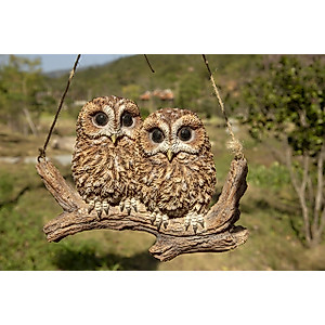 Hi-Line Gift Hanging Baby OWLETS ON A Branch, Brown