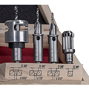 BETOP Industrial Tools-4pc Set Carbide Tipped 82-Deg Countersink bit with Drilling Depth Stop