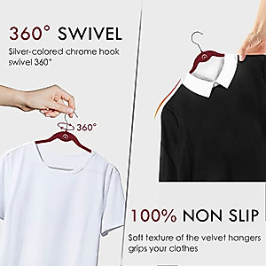 ATZJOY Velvet Hangers, Non Slip Strong and Durable Clothes Hangers with 360 Degree Swivel Hook for Coats, Suit, Shirt, Pants & Dress Clothes(30 Pack Burgundy)