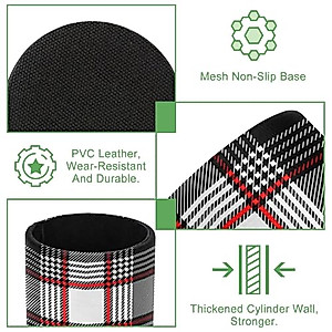 VIOQXI Classical Stripes Print Plaid Black Red White Pencil Cup for Desk Stand, Round Pen Holder Cup Pencil Cute, Pen Cup Pot Organizer Case, Make up Brush Holder for Women