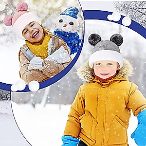 Bencailor Baby Winter Hat Scarf Set Toddler Kids Fleece Lining Beanie Snow Unisex Hood Infant Toddler Kids Hat Scarf for Girls Boys(Pink, Gray,2 Pieces)