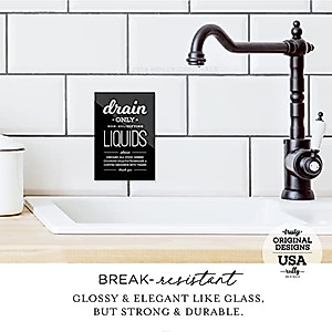 4x6 Inch Drain Only Non-Solidifying Liquids Designer Sign ~ Ready to Stick, Lean or Frame …
