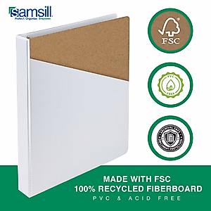 Samsill 1.5 Inch 3 Ring Binders, Made in USA, Economy Round Ring, Clear View Cover, 325 Sheet Capacity - for School, Home, Office - White, 4 Pack