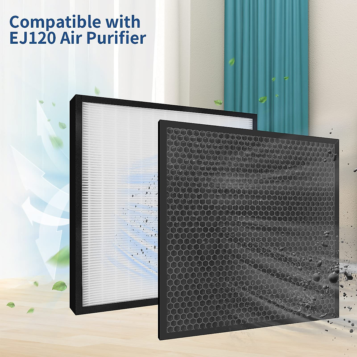 CFKREYA EJ120 Replacement HEPA Filter, Compatible with EJ Air Purifier, Include H13 Grade HEPA and Carbon Filter