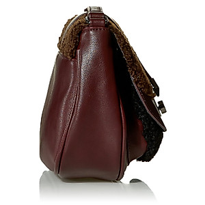 Danielle Nicole Womens Minx Faux Leather Flap Saddle Handbag Purple Small