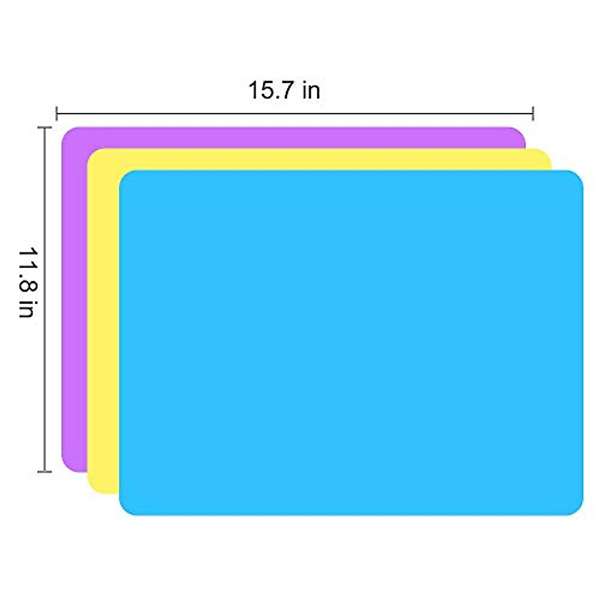 3 Pack Silicone mat Large Silicone Sheets for Crafts, Liquid, Resin Jewelry Casting Molds Mat, Silicone Placemat 15.7” x 11.8” (Blue& Purple & Yellow)